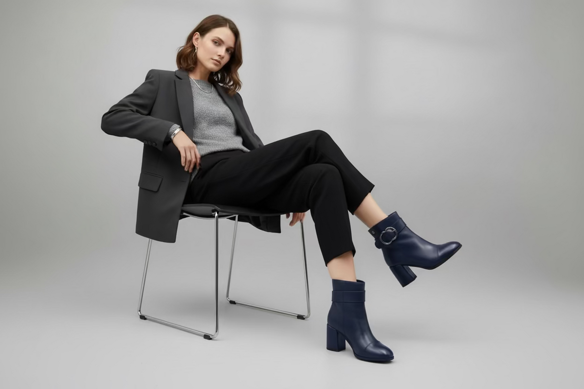Aqua Flex "Delta" Navy waterproof dress boot – The Shoe Muse