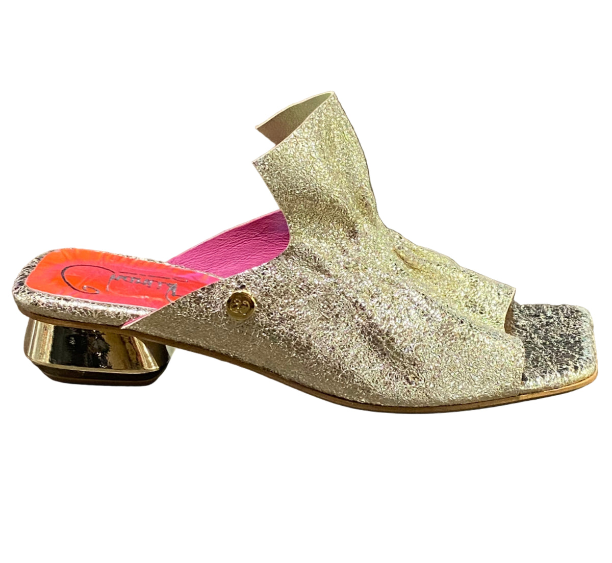Chanii B "Fizzy" Gold Metallic - Slide – The Shoe Muse