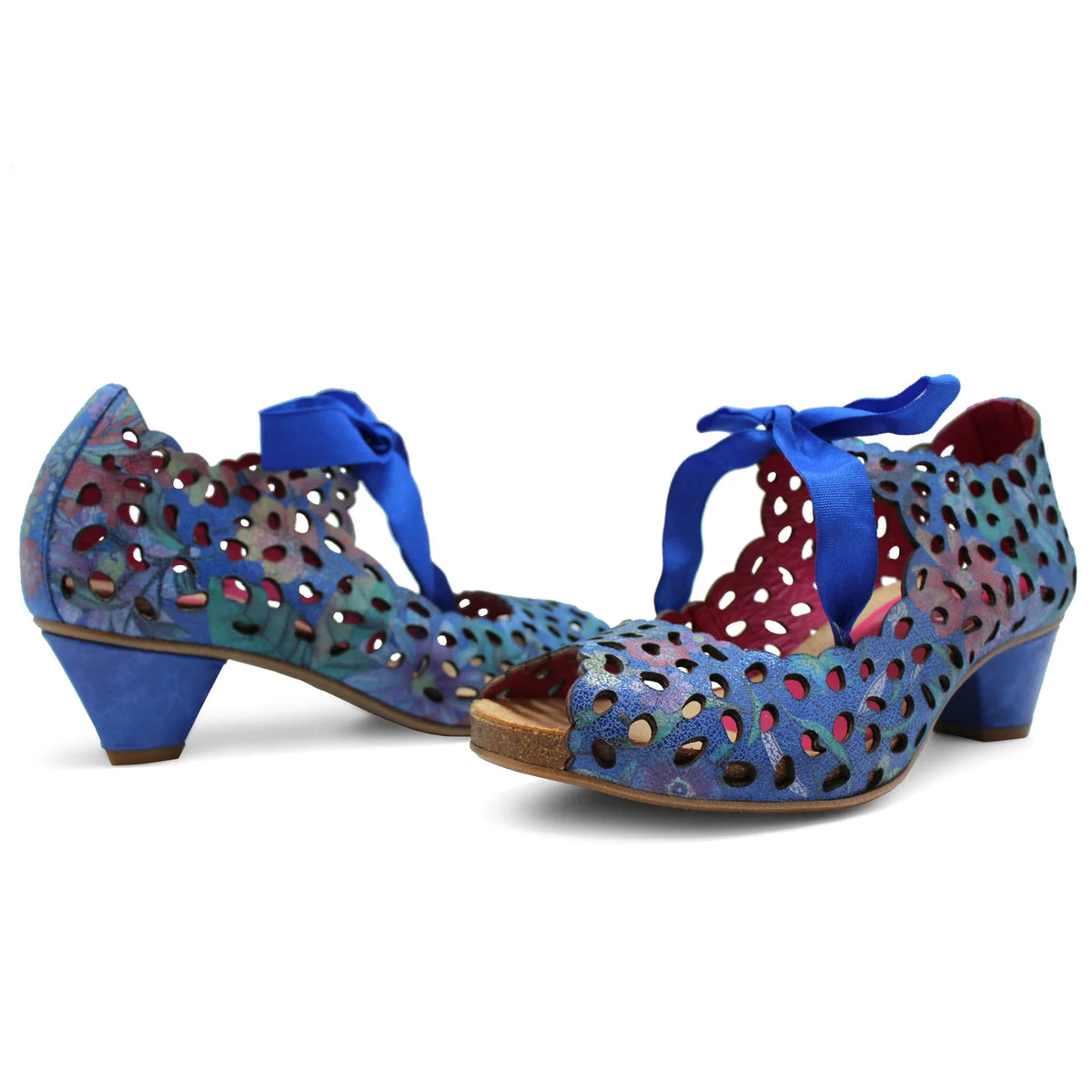 Chanii B "Luca" Blue Flower - Cork Sandal – The Shoe Muse