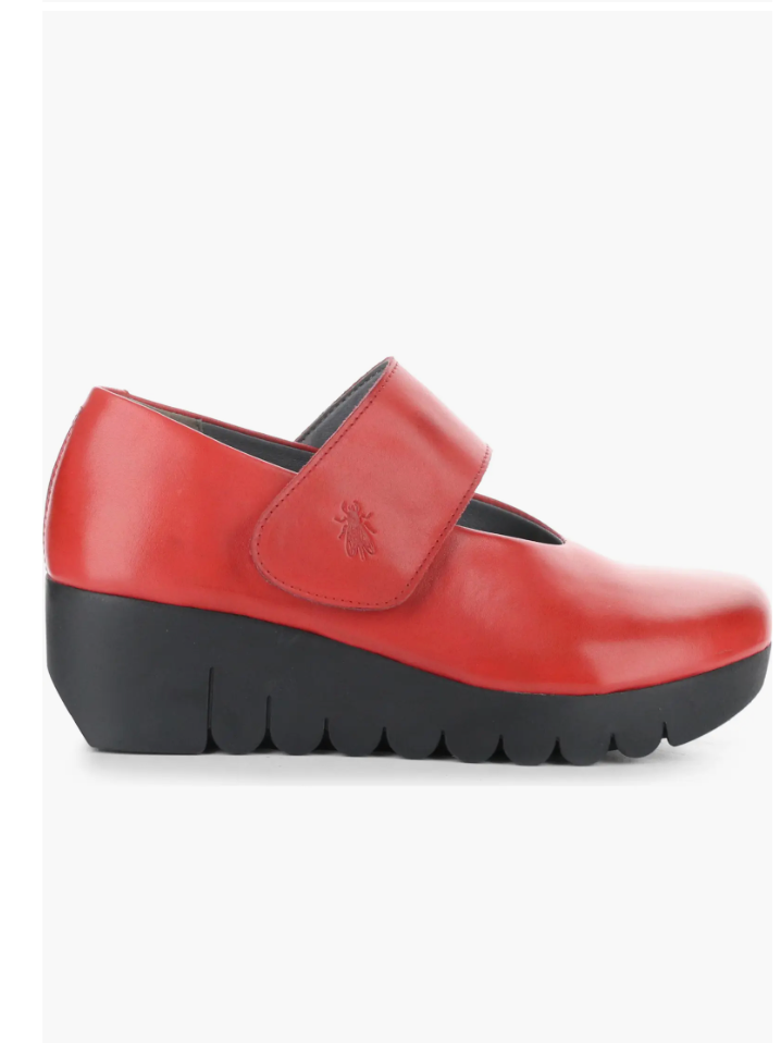 Fly London Vari red wedge May Jane shoe with velcro – The Shoe Muse