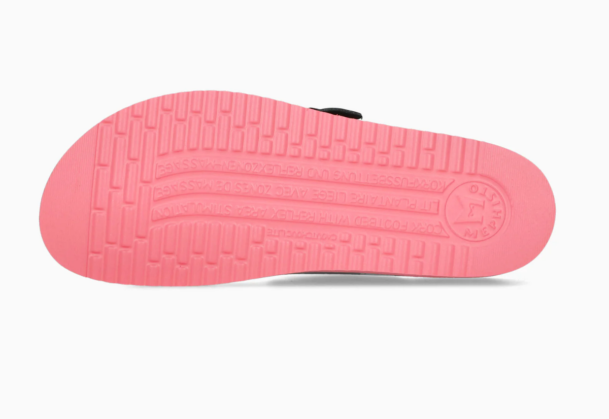 Mephisto "Helen"Black patent cork sandal with pink sole – The Shoe Muse
