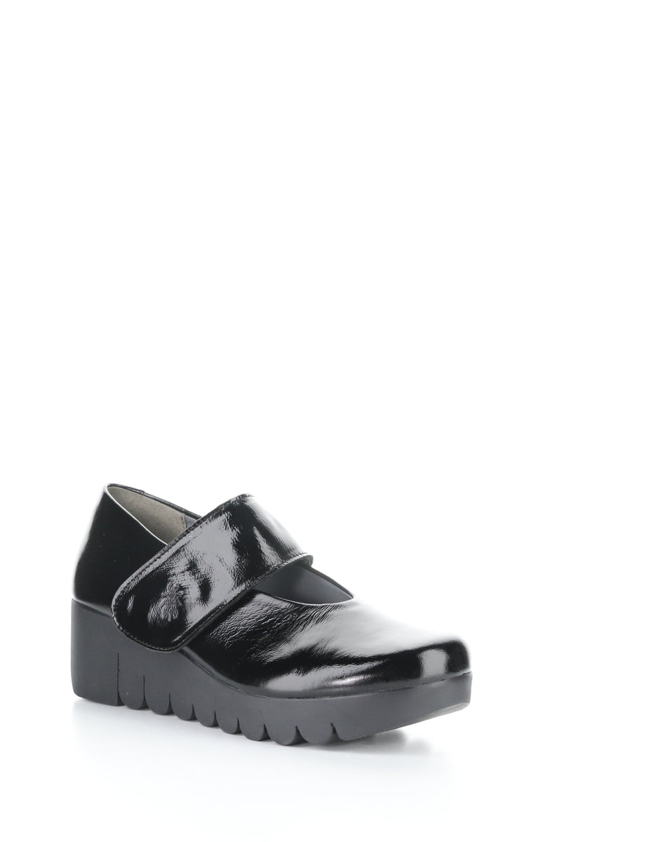 Fly London Vari Black Patent Wedge Shoe | The Shoe Muse