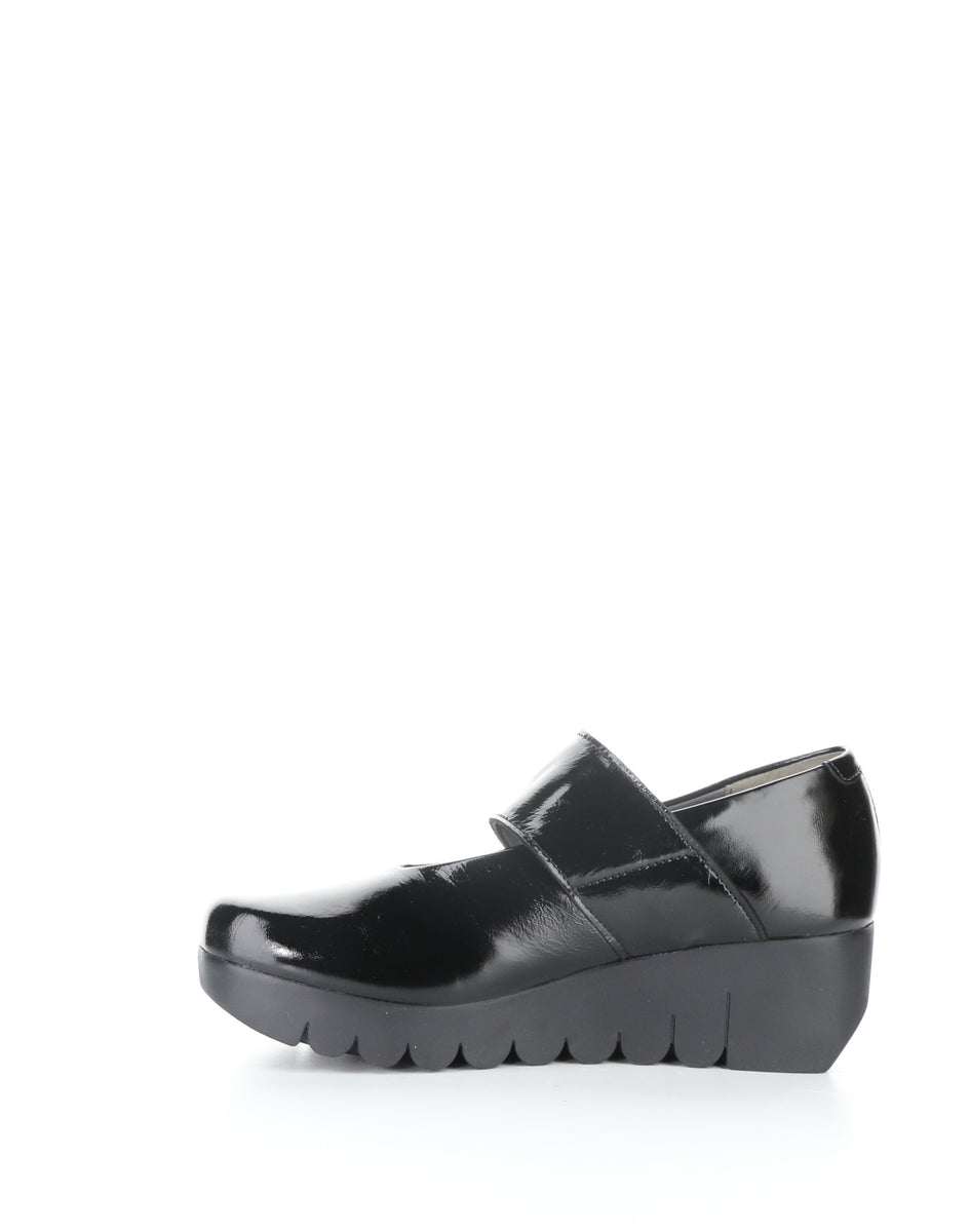 Fly London Vari Black Patent Wedge Shoe | The Shoe Muse