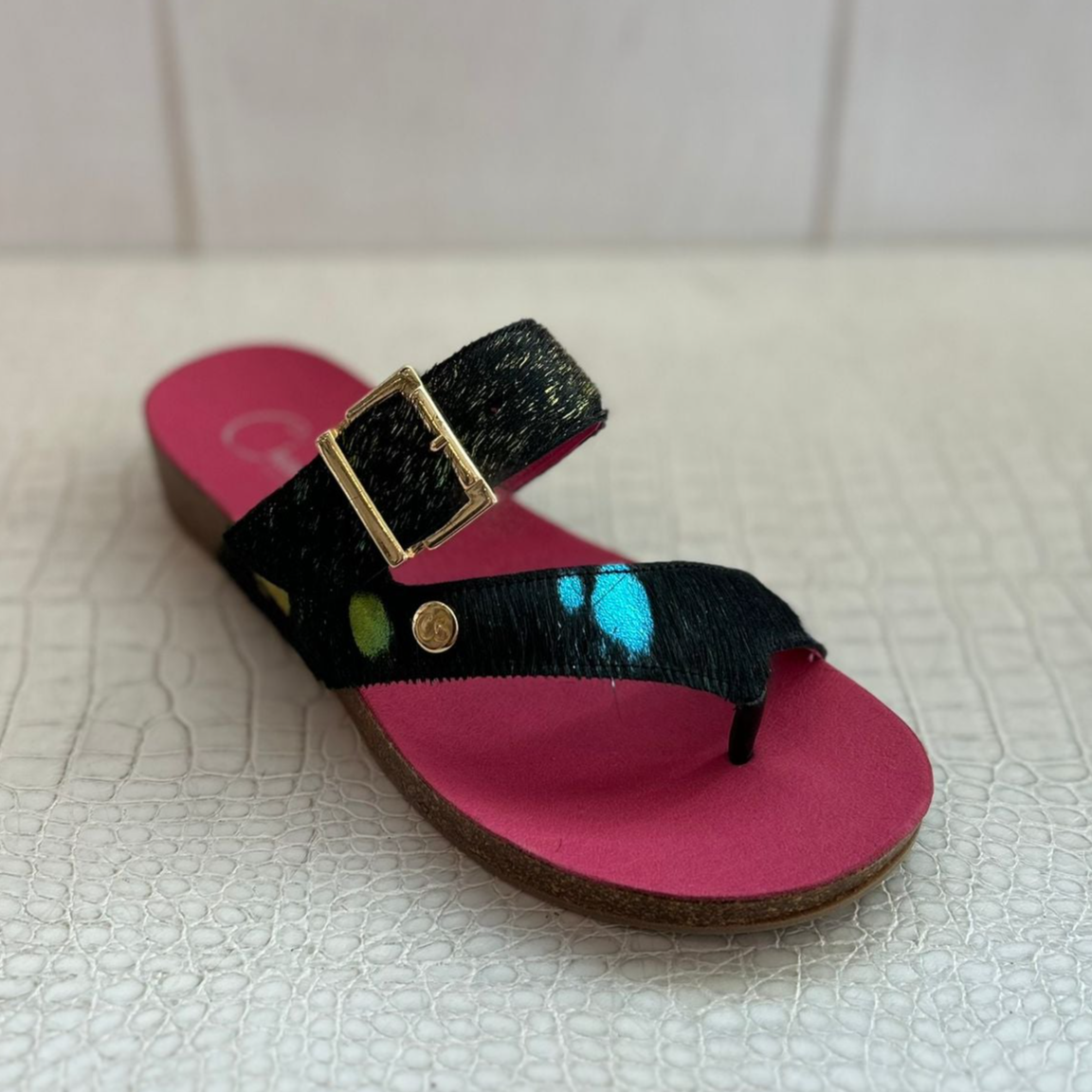 Chanii B "Je Suis" Black Rainbow Unicorn - Cork Sandal – The Shoe Muse