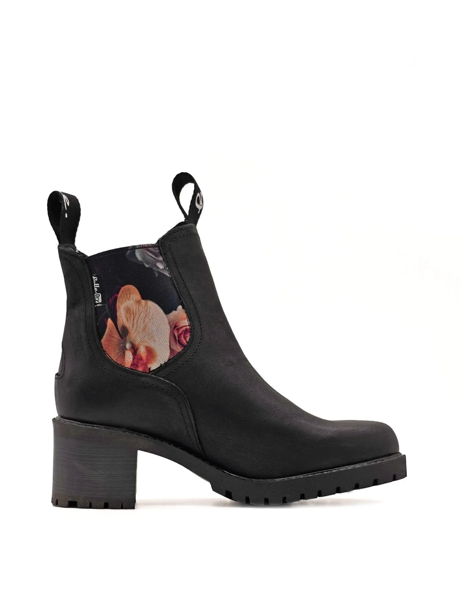 Bulle "18D168" Black/Flower - Waterproof Ankle Boot – The Shoe Muse