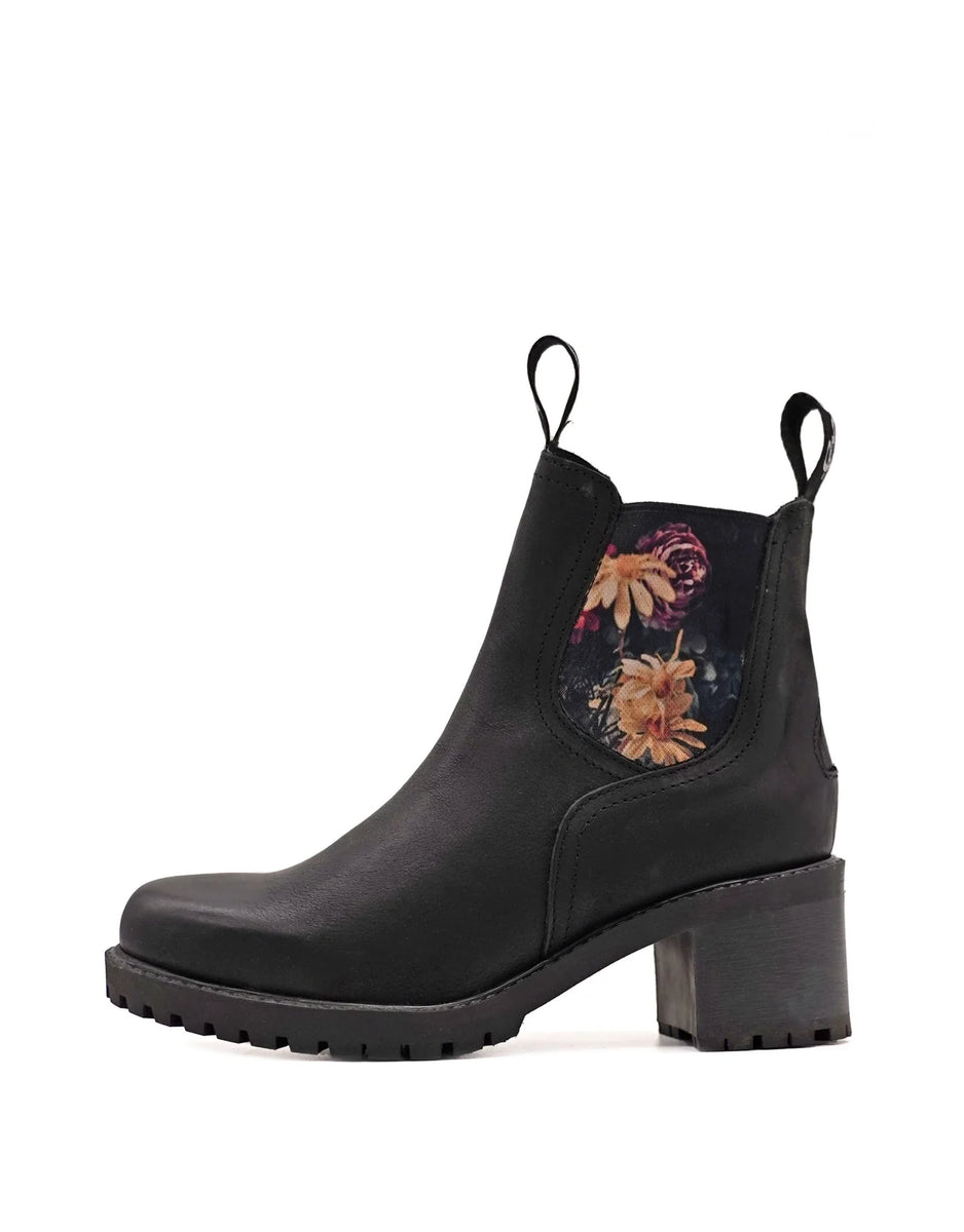 Bulle "18D168" Black/Flower - Waterproof Ankle Boot – The Shoe Muse
