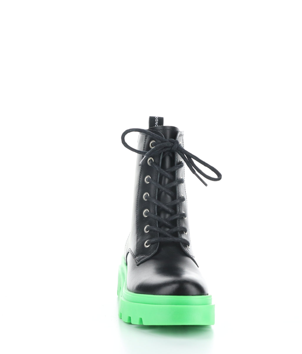 Fly London "Jacy" Black/Green Millitary Boot – The Shoe Muse